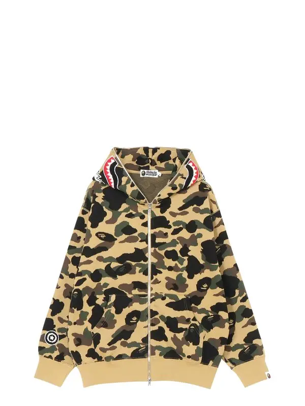 A BATHING APE 1st Camo Jacquard Shark Relaxed Fit Full Zip Hoodie - Yellow