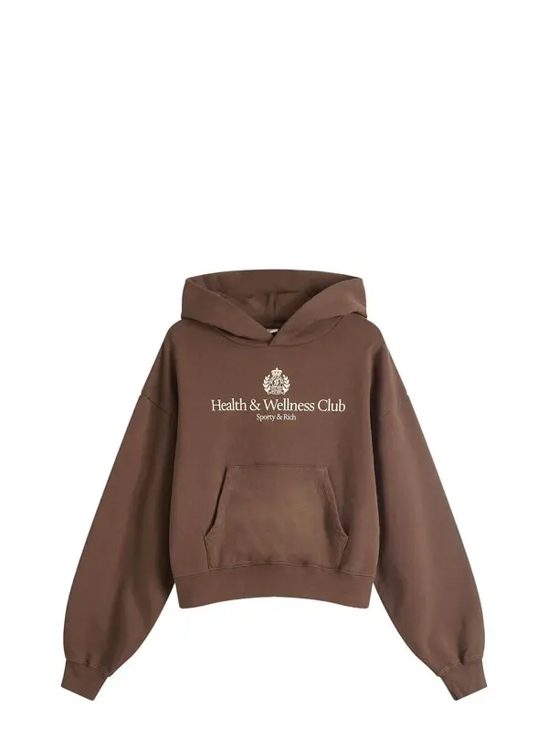 SPORTY & RICH H&w Crest Cropped Hoodie - Brown