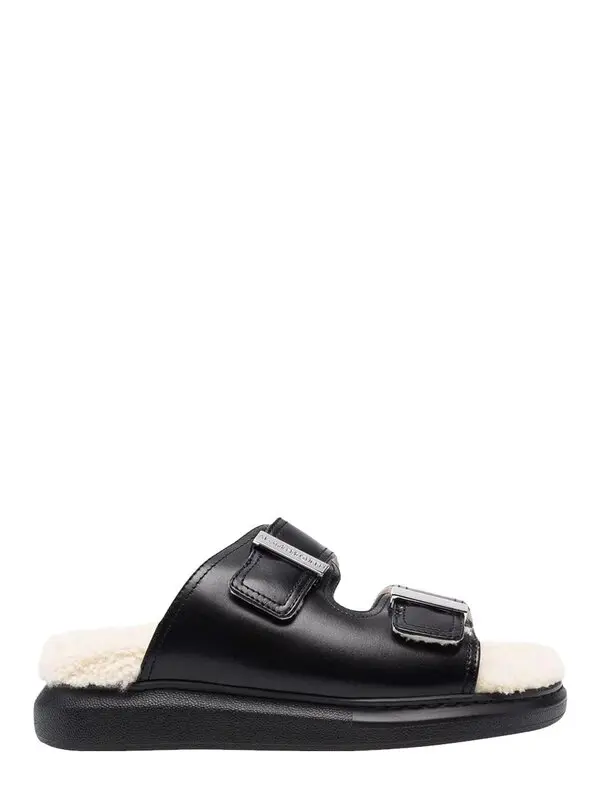 Alexander McQueen Oversized Hybrid Shearling Slides - Black