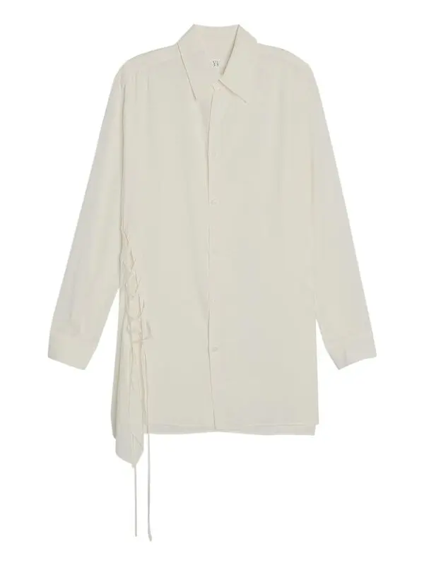 Y’s Lace Button Down Shirt - White