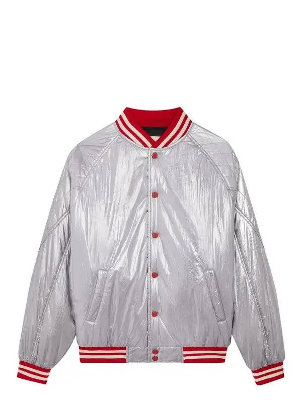 Celine Teddy Jacket With Quilted Yoke - Silver