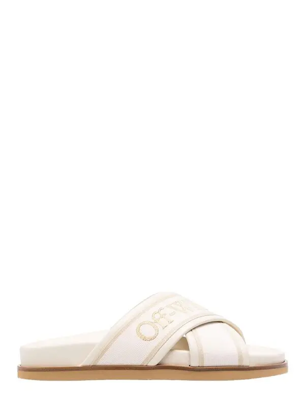 Off-White Criss Cross Sliders - Cream