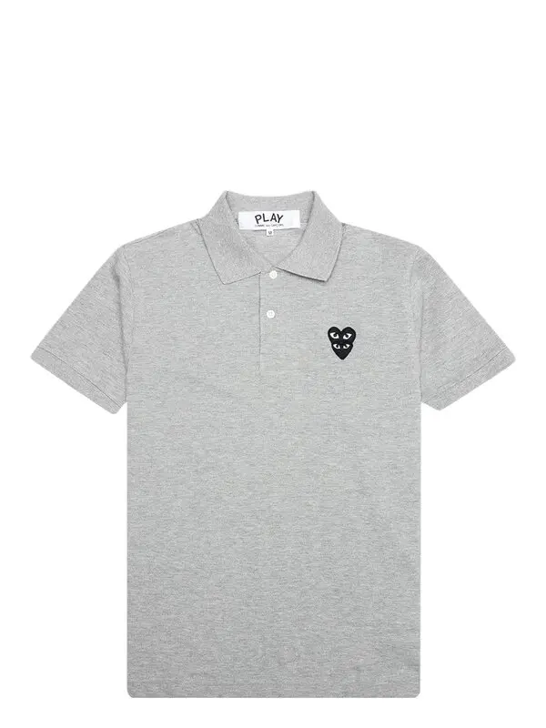 Play Comme Des Garcon Stacked Heart Polo Shirt - Grey