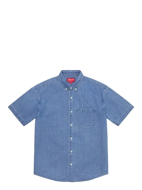 Supreme Embossed Denim Short-sleeve Shirt - Blue