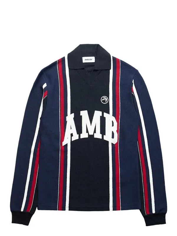 AMBUSH Long-sleeve Embroidered Polo - Blue