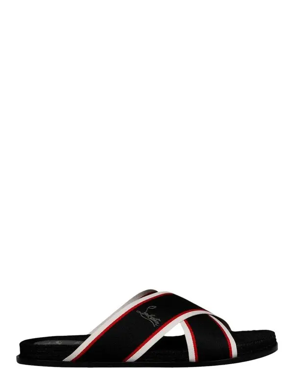 CHRISTIAN LOUBOUTIN Hot Cross Flat Sandals - Black