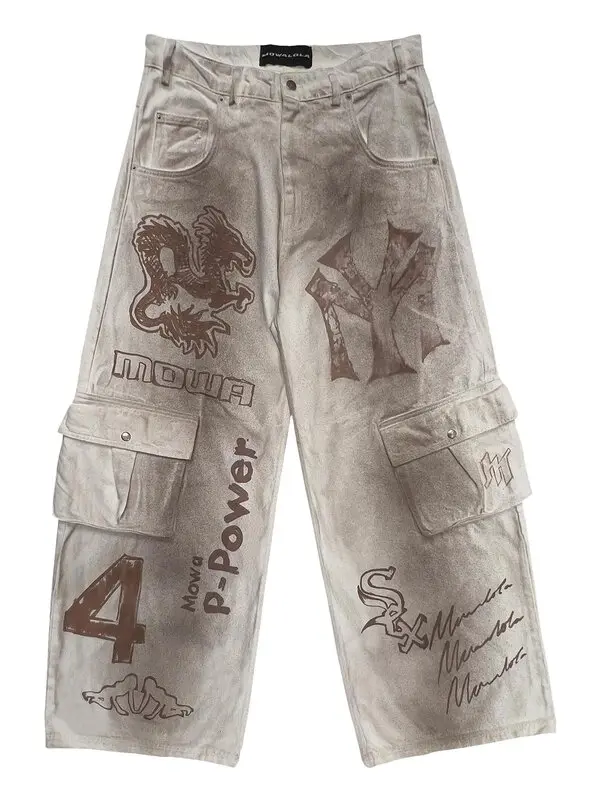 TRAVIS SCOTT X Mowalola Logo Trousers - Grey