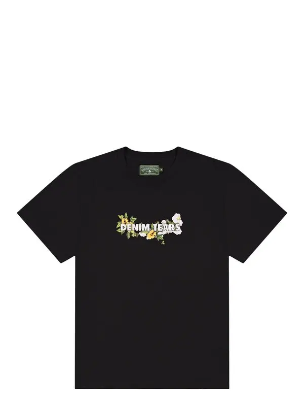 DENIM TEARS Cotton Floral Logo Tee - Black