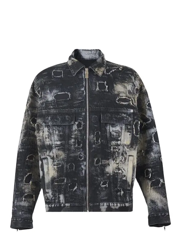 Givenchy Oversized Fit 4g Rivet Zip Denim Jacket - Black