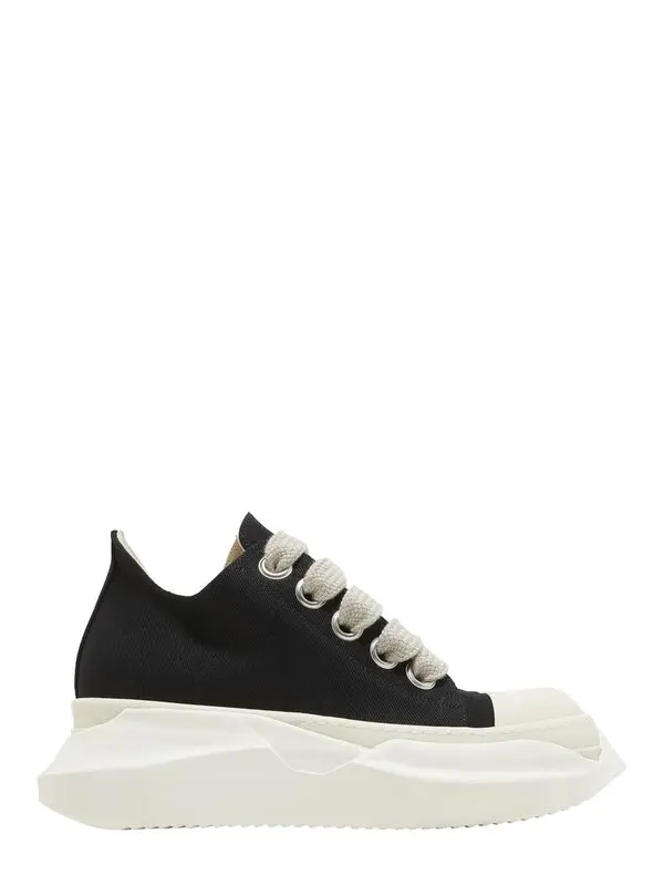 Rick Owens Fogachine Cotton Denim Megalace Abstract Low Sneakers - Black
