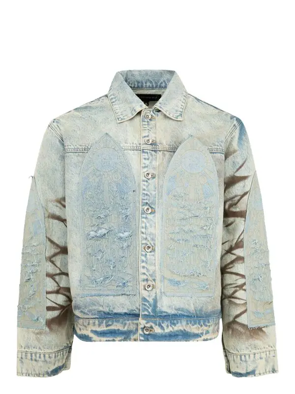 WHO DECIDES WAR BY EV BRAVADO Mechanic Signature Trucker Jacket - Blue