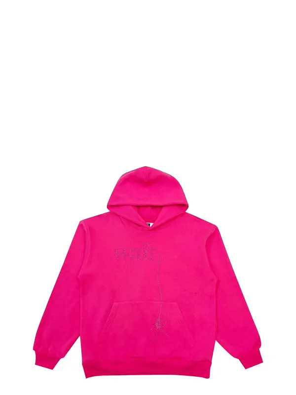 SP5DER Rhinestone Embellished Hoodie - Pink
