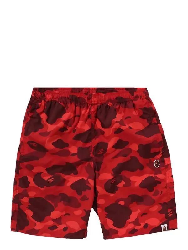 BAPE Ape Head Beach Shorts - Red