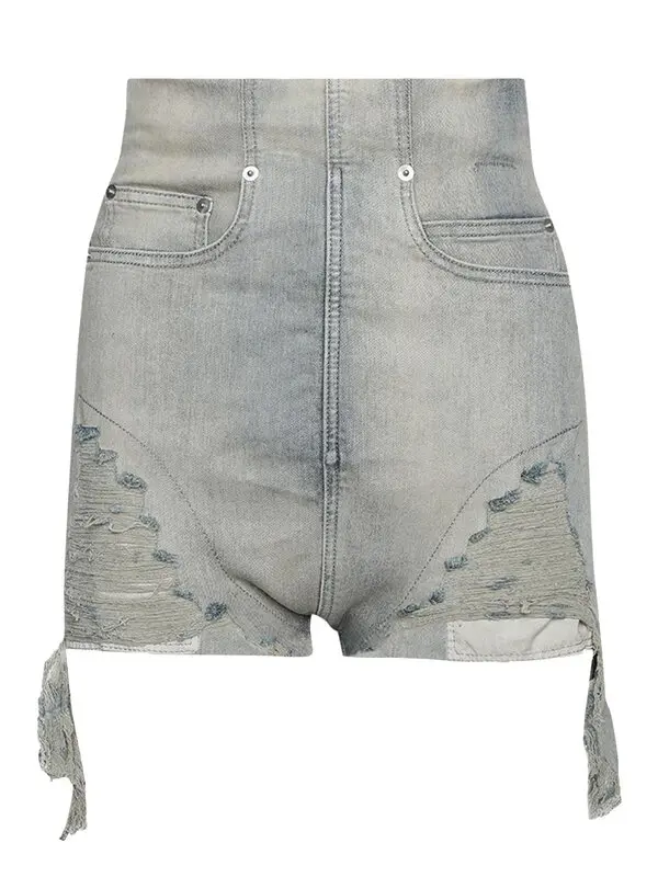 Rick Owens Denim Cutoff Shorts - Blue