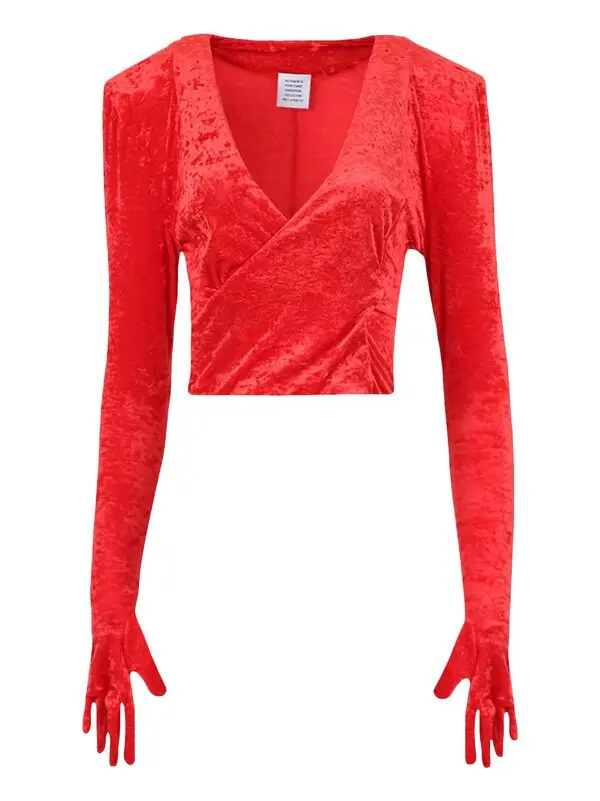 Vetements Velvet Dynasty Top With Gloves - Red