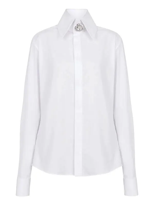 Balmain Embellished Poplin Shirt - White
