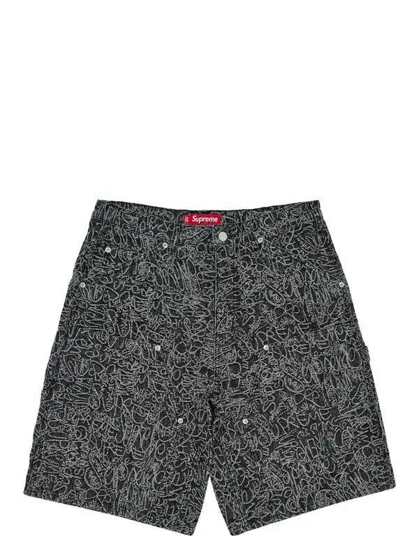 Supreme Handwriting Double Knee Denim Short - Black