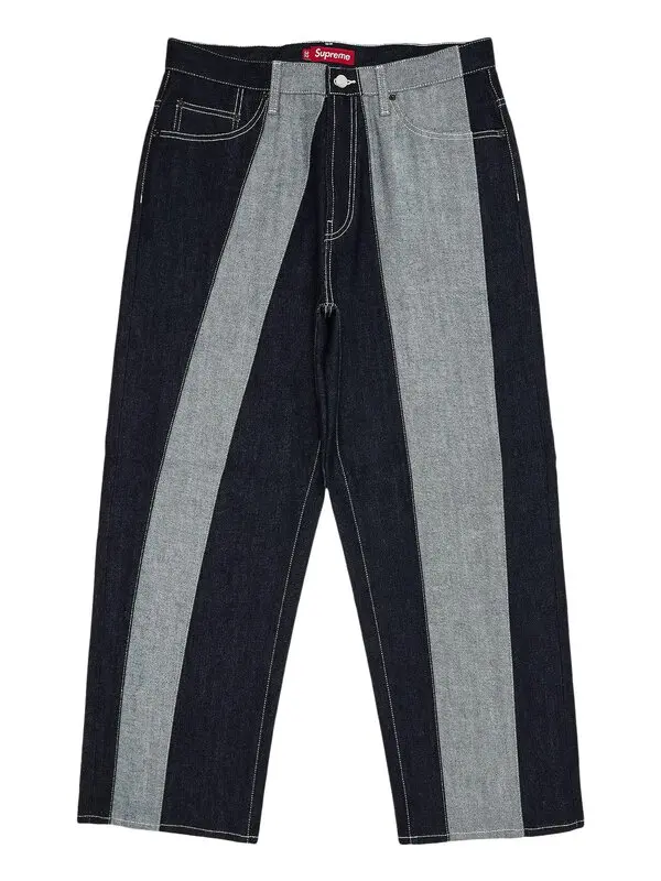 Supreme Paneled Stripe Baggy Jean - Blue