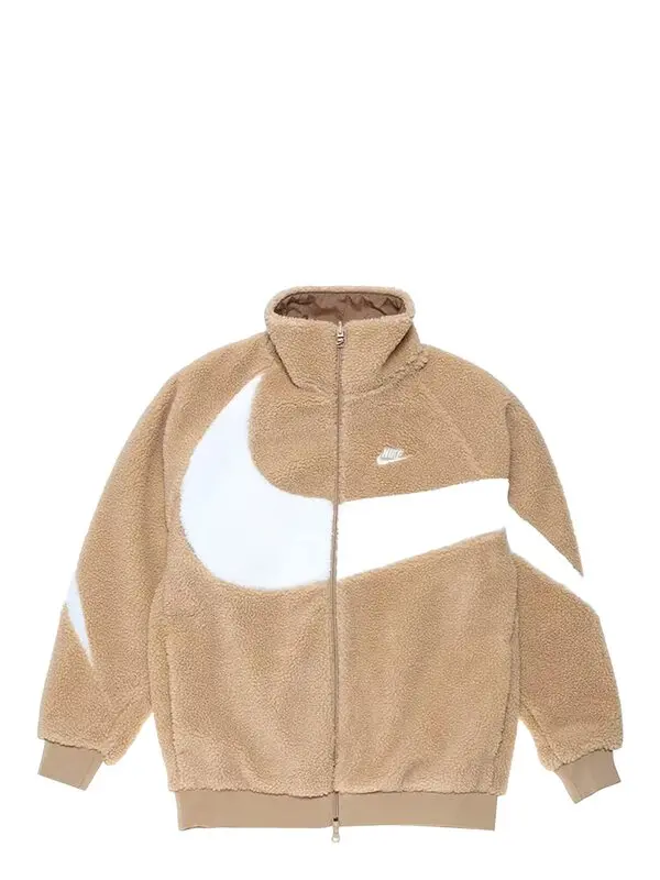 Nike Big Swoosh Reversible Boa Jacket - Tan