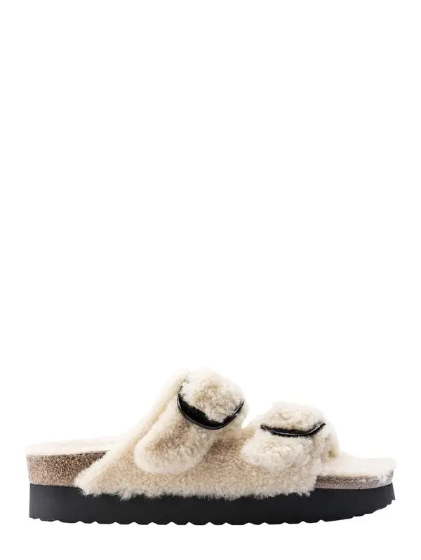 BIRKENSTOCK Arizona Big Buckle Shearling Slides - Cream