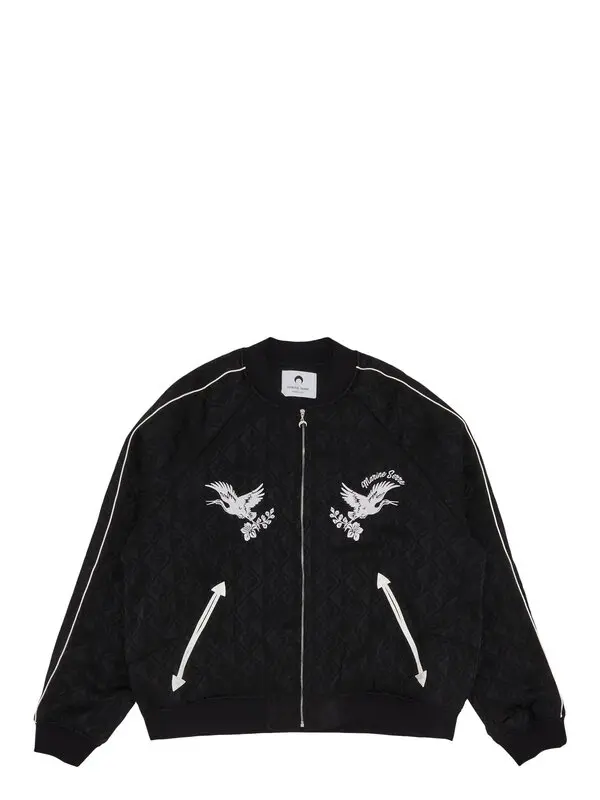 MARINE SERRE Jacquard Viscose Bomber Jacket - Black