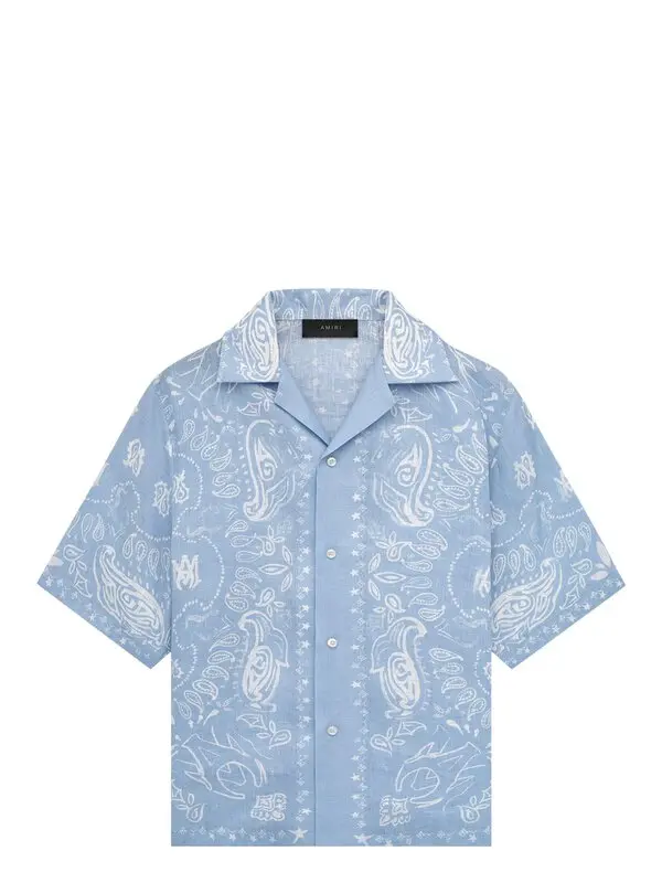 Amiri Bandana Watercolor Camp Shirt - Blue