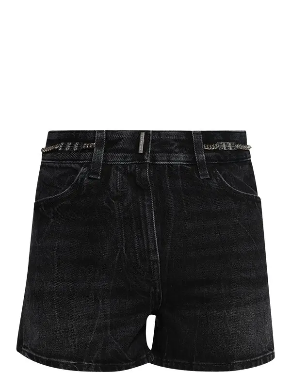 Givenchy Denim Short With Chain - Black