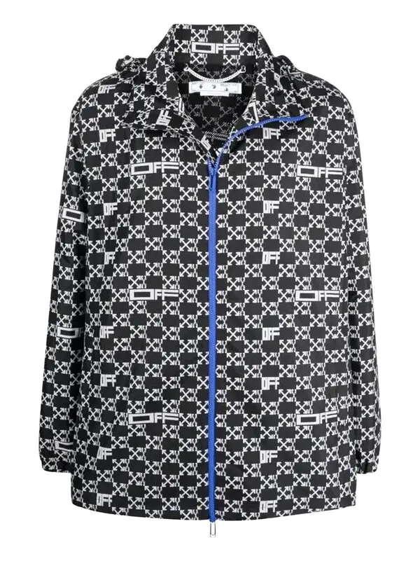 Off-White Monogram Allover Windbreaker Jacket - Black