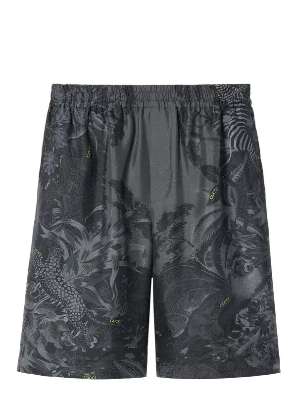 Gucci Flora And Fauna Print Silk Shorts - Black