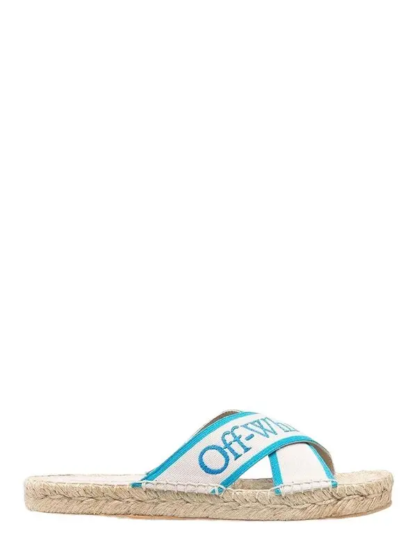 Off-White Bookish Criss-cross Espadrille Sliders - Blue