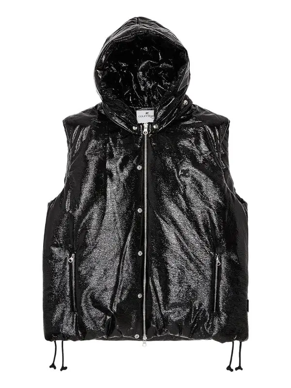 COURREGES Ac Vinyl Sleeveless Puffer Jacket - Black
