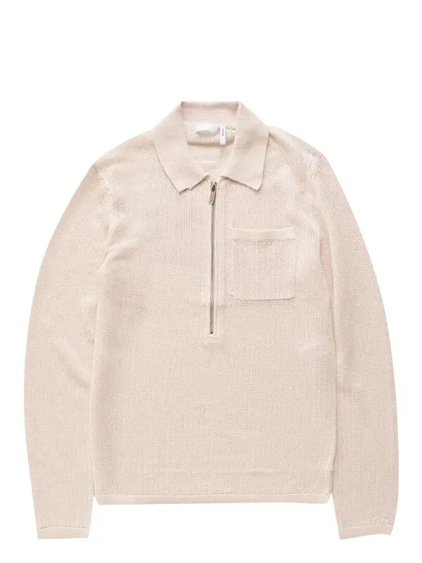 Helmut Lang Long-sleeve Zip Polo Sweater - White