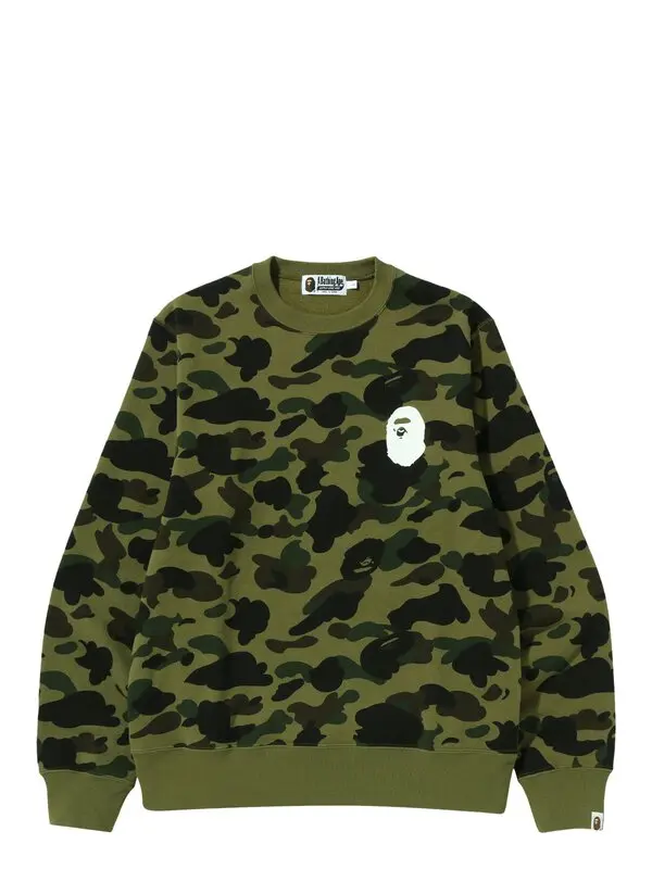 A BATHING APE 1st Camo Ape Head Crewneck - Green