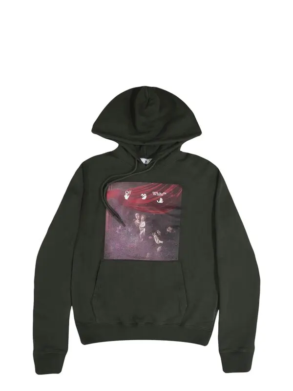 Off-White Sprayed Caravaggio Slim Hoodie - Green