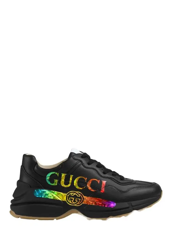 Gucci Rhyton Iridescent Logo Sneakers - Black