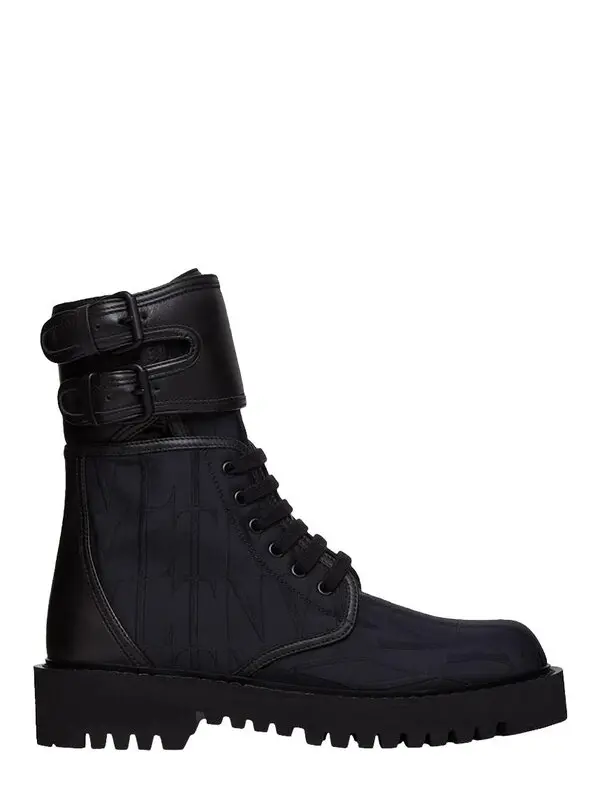 Valentino Garavani Campsite Combat Boot Vltn Times - Black