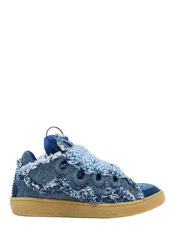 LANVIN Curb Frayed Denim Sneakers - Blue