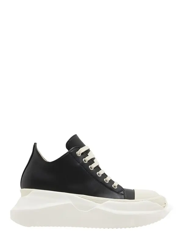 Rick Owens Strobe Leather Abstract Low Top Sneakers - Black