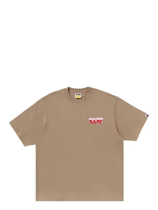 A BATHING APE Graffiti Logo Relaxed Fit Tee - Tan
