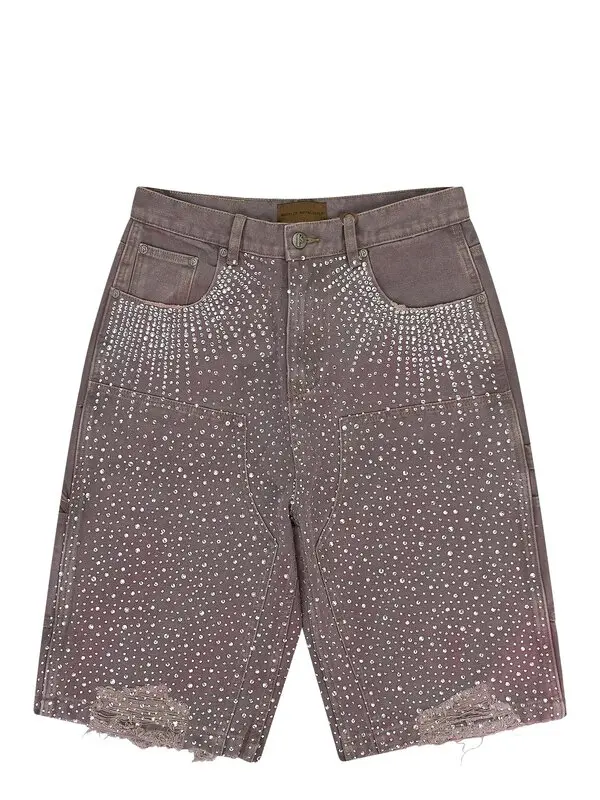 BIRTH OF ROYAL CHILD 24k Diamond Embellished Shorts - Purple