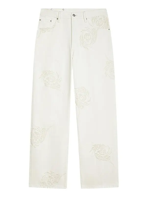 Dries Van Noten Embroidered Pattern Denim Jeans - White