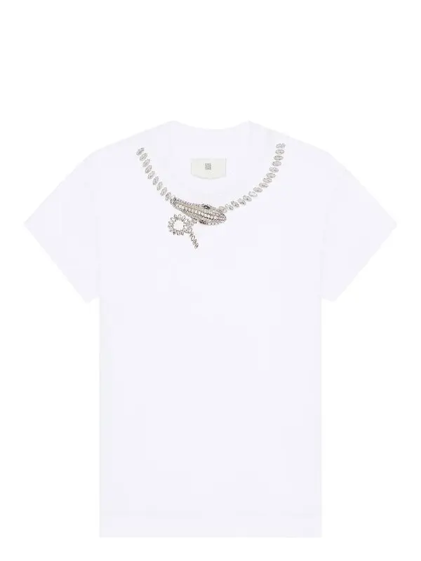 Givenchy Crystals Snake Slim Fit T-shirt - White