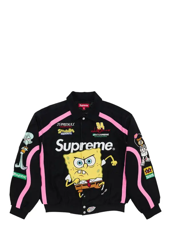 Supreme X Spongebob Squarepants X Jeff Hamilton Racing Jacket - Black