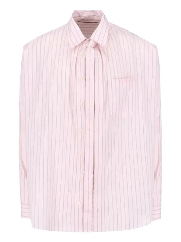 Y/project Hook And Eye Pinstripe Long-sleeve Shirt - Pink
