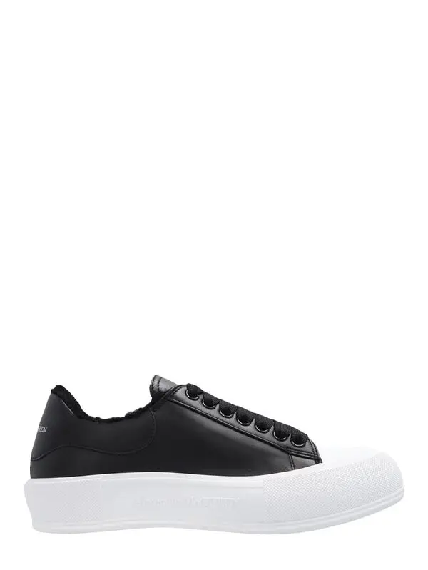 Alexander McQueen Deck Lace-up Plimsoll With Shearling - Black