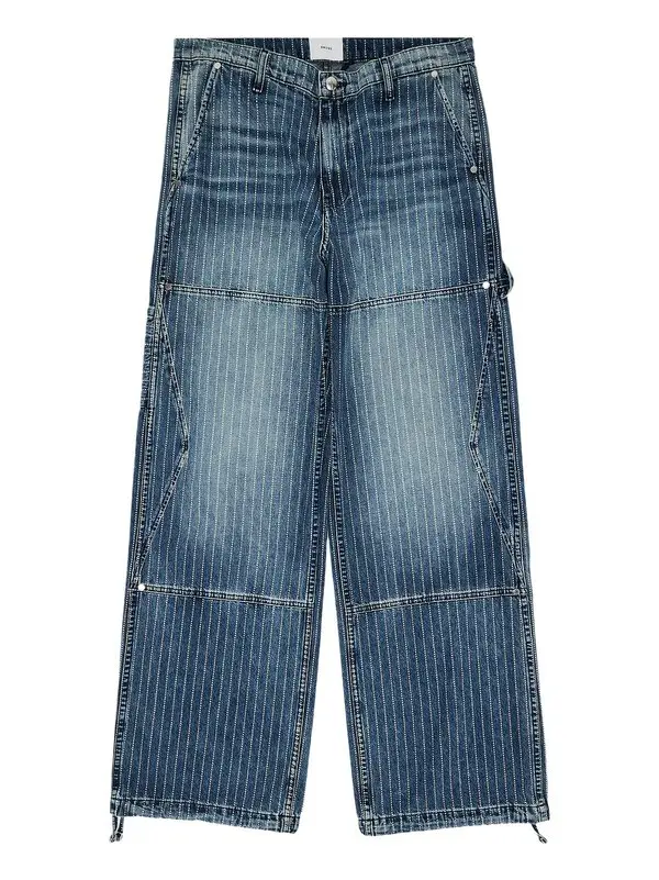 Rhude Pinstripe Straight Leg Jeans - Blue