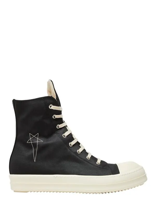 Rick Owens Pentagram Embroidery High-top Sneakers - Black