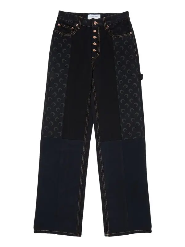 MARINE SERRE Moon Denim Boyfriend Trousers - Black