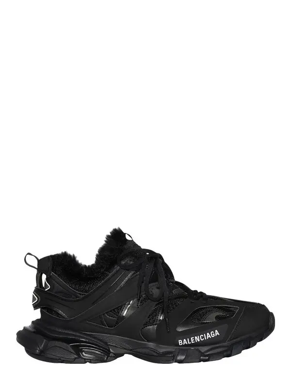 Balenciaga Track Trainer With Faux Fur - Black
