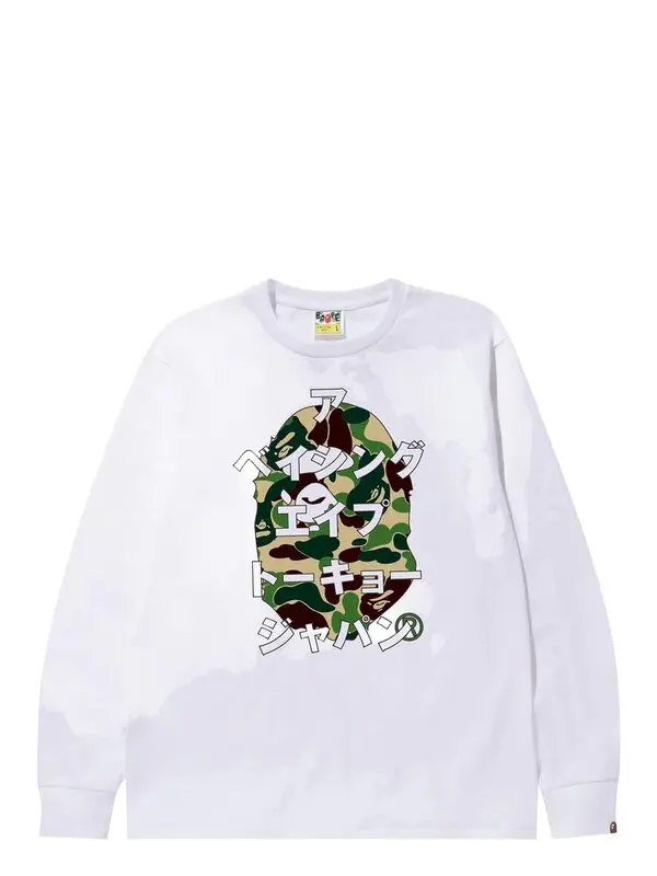 A BATHING APE Abc Camo Japanese Letters Long-sleeve Tee - White